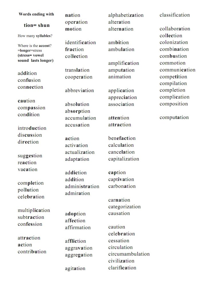 tion” words: big words | English 4 Me 2