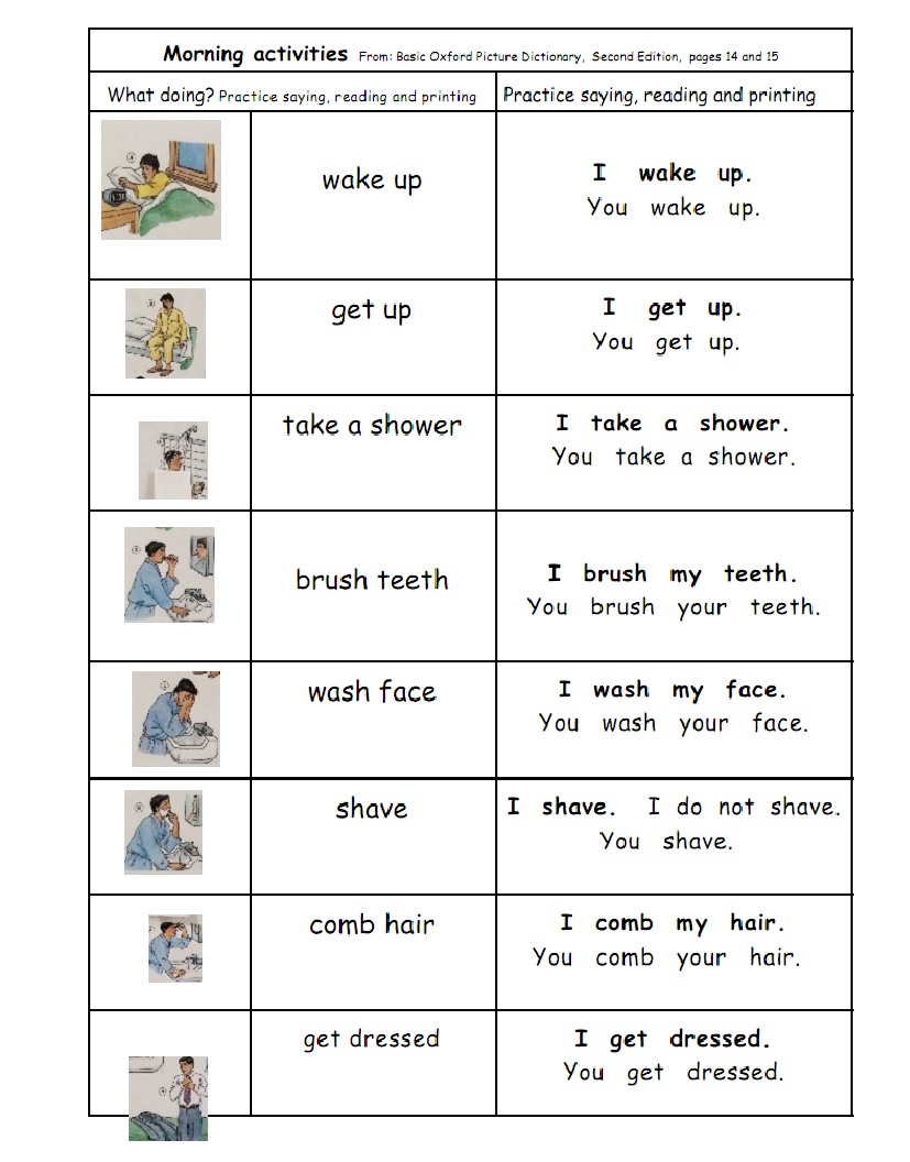 Verbs: Morning Activities, Group 1 | English 4 Me 2